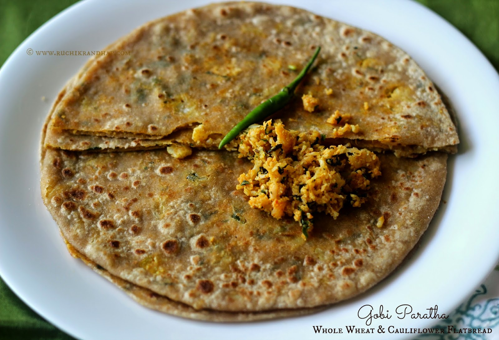 Gobi Paratha (Whole Wheat & Cauliflower Flatbread) - Ruchik Randhap