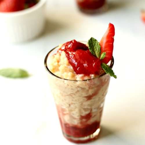 Rice Pudding with Strawberry Compote - Ruchik Randhap
