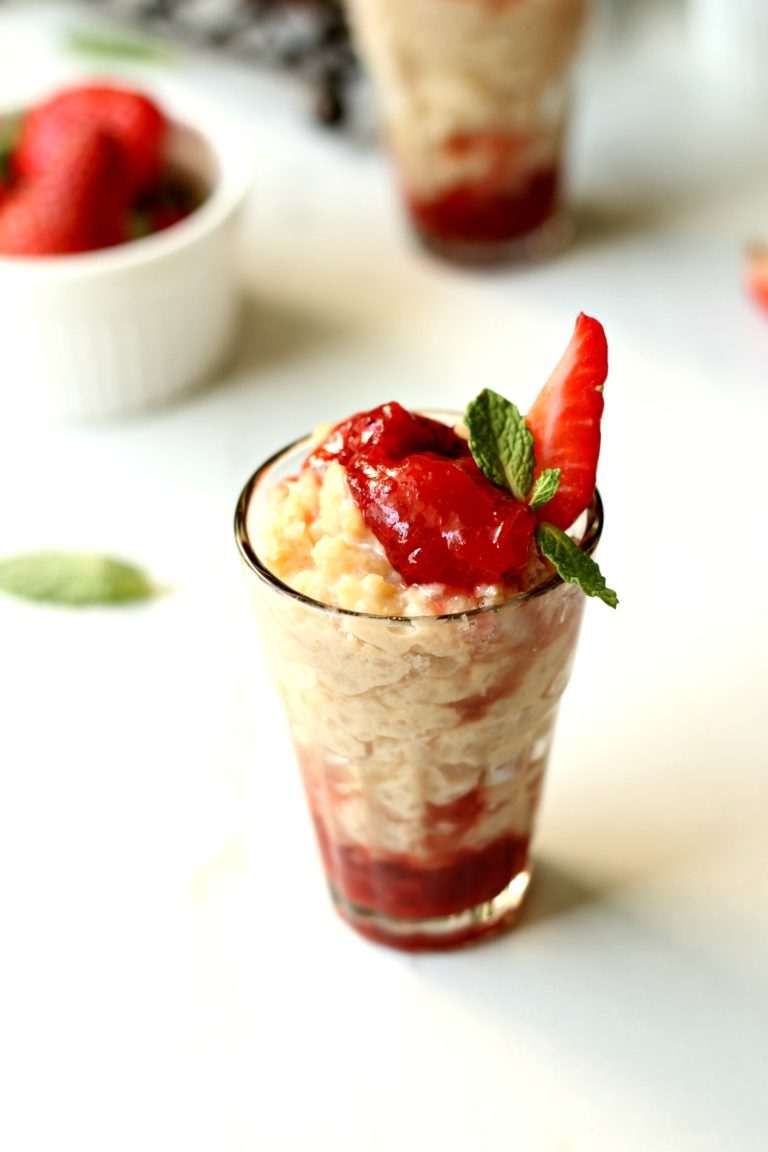 Rice Pudding with Strawberry Compote - Ruchik Randhap