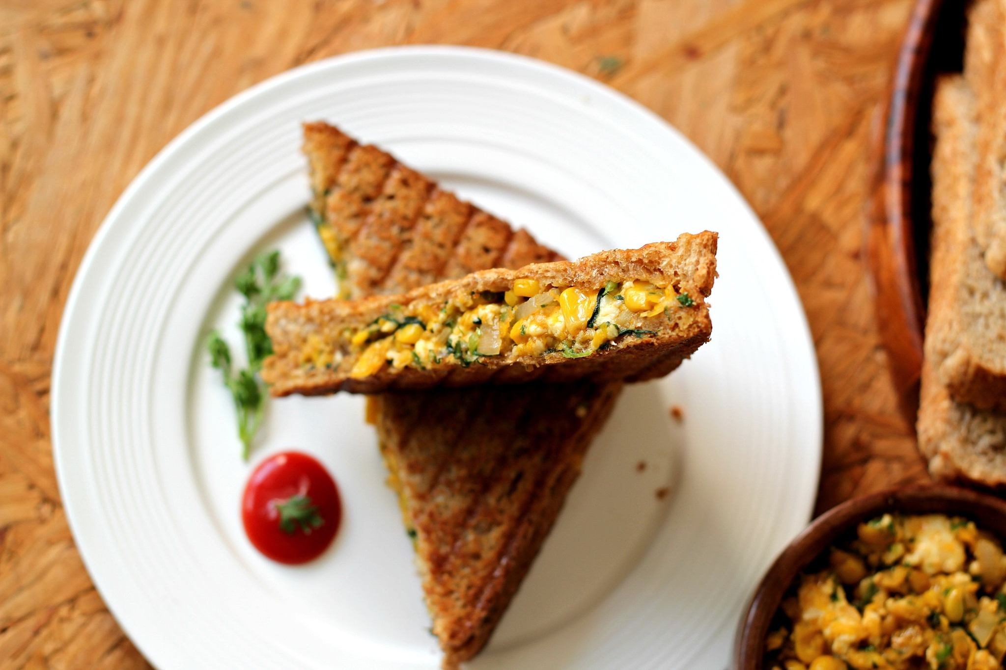 Paneer, Corn & Spinach Grilled Sandwich - Ruchik Randhap