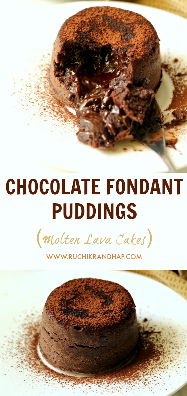 Chocolate Fondant Puddings (Molten Lava Cakes) - Ruchik Randhap